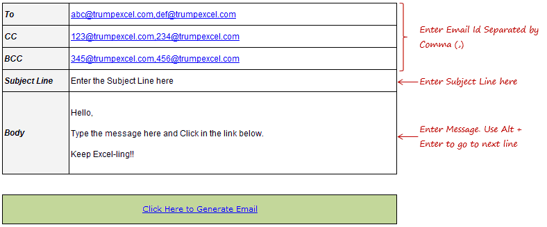 Send Email From Excel FREE Email Generator Tool