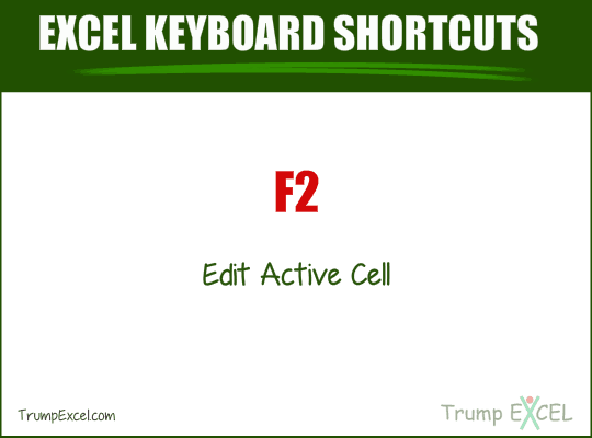 Excel Keyboard Shortcut Edit Active Cell F2 Trump Excel
