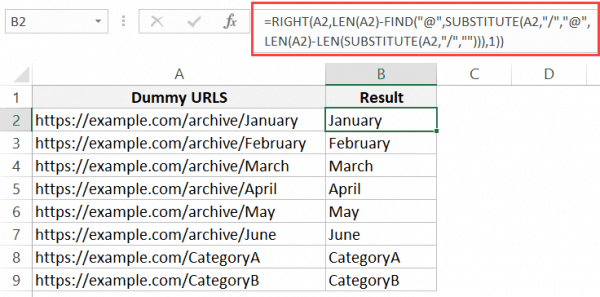 Find Position of the Last Occurrence of a Character in Excel