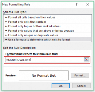 Highlight EVERY Other ROW in Excel (using Conditional Formatting)