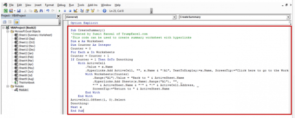 Quickly Create Summary Worksheet with Hyperlinks in Excel