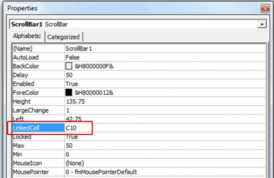 Adjust Excel Scroll Bar Maximum Value based on Cell Value