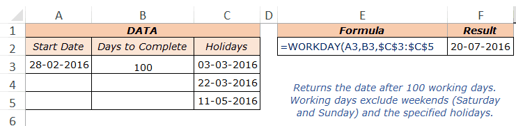 Excel WORKDAY Function Formula Examples FREE Video