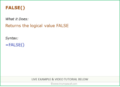 Excel FALSE Function | Formula Examples + FREE Video
