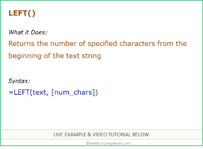 How to Use Excel LEFT Function (Examples + Video)