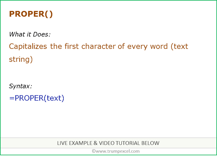 How To Use Excel PROPER Function Examples Video 