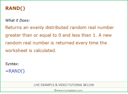 How to Use Excel RAND Function (Examples + Video)