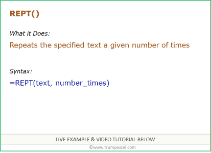 How to Use Excel REPT Function (Examples + Video)