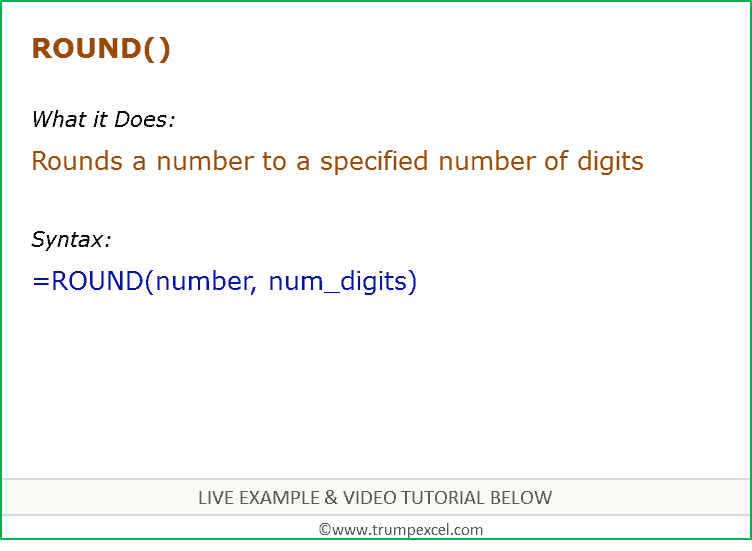How To Use Excel ROUND Function Examples Video 