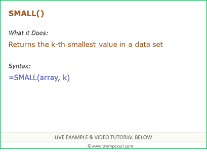 How to Use Excel SMALL Function (Useful Examples + Video)