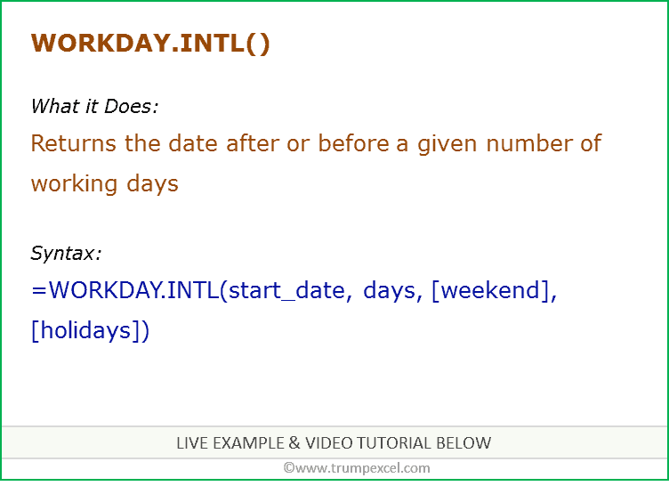 Excel WORKDAY INTL Function Formula Examples FREE Video