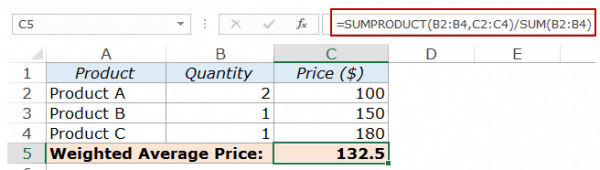 Calculating Weighted Average in Excel (Using Formulas)