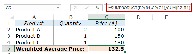 Calculating Weighted Average In Excel Using Formulas 