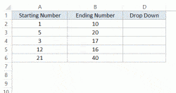 Drop Down Lists To Show Numbers Between Two Specified Numbers