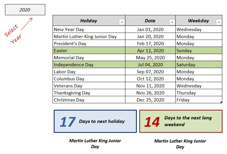 Excel Holiday Calendar Template 2025 and Beyond (FREE Download)