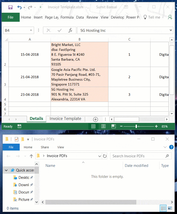  FREE Invoice Generator Template Save Excel Invoice As PDF KING OF EXCEL