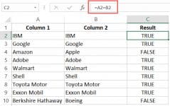 How to Compare Two Columns in Excel (for matches & differences)