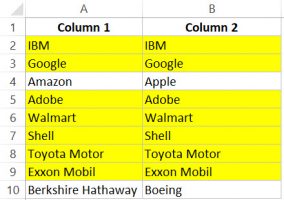 How to Compare Two Columns in Excel (for matches & differences)