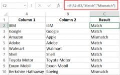 How to Compare Two Columns in Excel (for matches & differences)