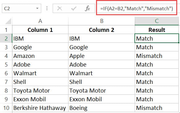 How To Compare Two Columns In Excel for Matches Differences 