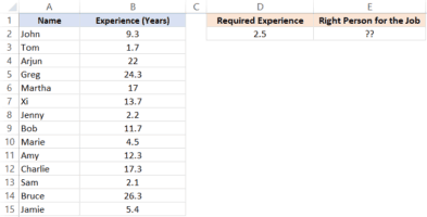 Find the Closest Match in Excel Using Formulas