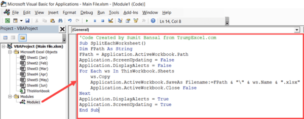 Split Each Excel Sheet Into Separate Files (Step-by-Step)