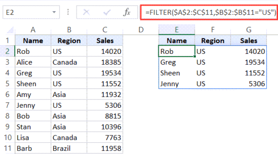 Excel Filter Function - Explained with Examples + Video