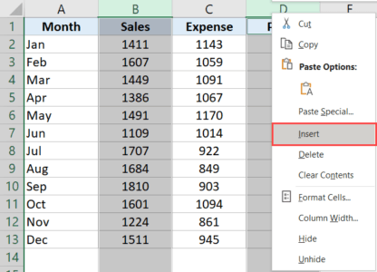 5 Ways to Insert New Columns in Excel (including Shortcut & VBA)
