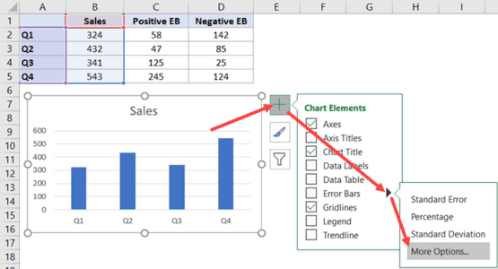 How to Add Error Bars in Excel (Horizontal/Vertical/Custom)