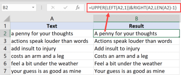 How to Capitalize First Letter of a Text String in Excel (using Formula ...