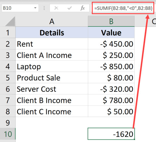 How To Sum Only Positive Or Negative Numbers In Excel Easy Formula 