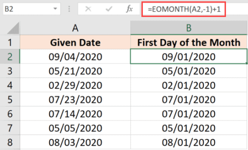 How to Get the First Day of the Month in Excel (Easy Formulas)