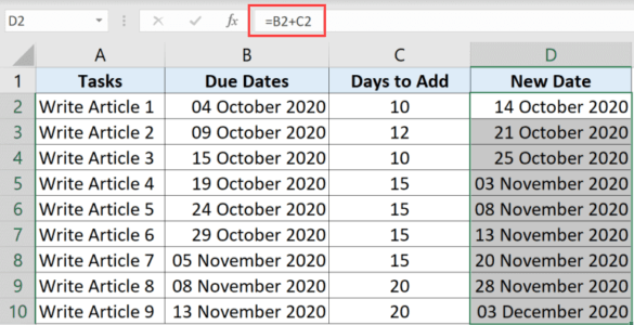 How to Add or Subtract Days to a Date in Excel (Shortcut + Formula)