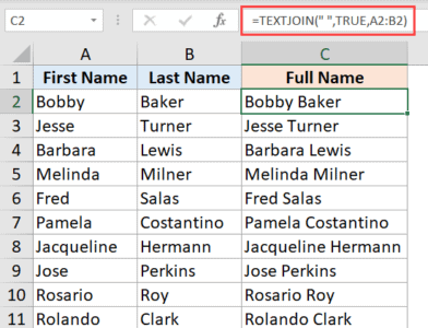 How to Combine First and Last Name in Excel (4 Easy Ways) - Trump Excel