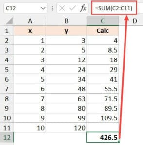 Calculate Area Under Curve in Excel (2 Easy Ways)