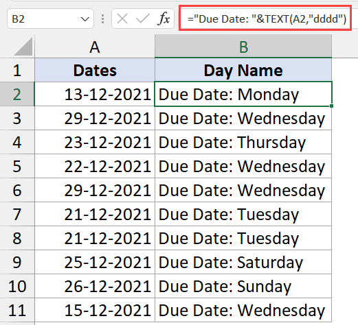 Get Day Name From Date In Excel Easy Formulas Trump Excel