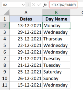 Get Day Name from Date in Excel (Easy Formulas)