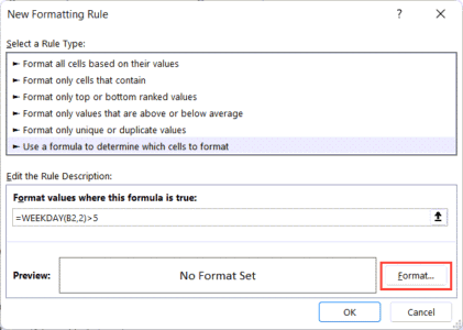 How to Highlight Weekend Dates in Excel?