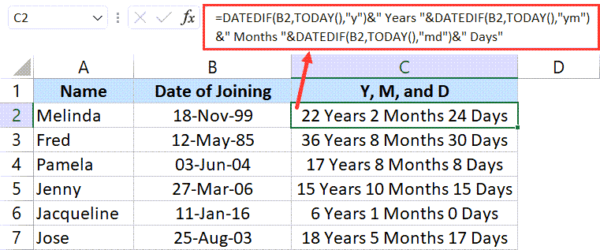 How to Calculate Years of Service in Excel (Easy Formulas)
