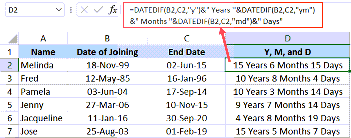 How To Calculate Years Of Service In Excel Easy Formulas Trump Excel