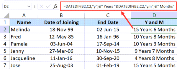 How to Calculate Years of Service in Excel (Easy Formulas)