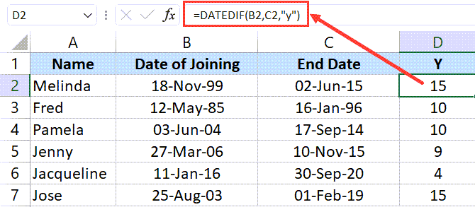 How To Calculate Years Of Service In Excel Easy Formulas 