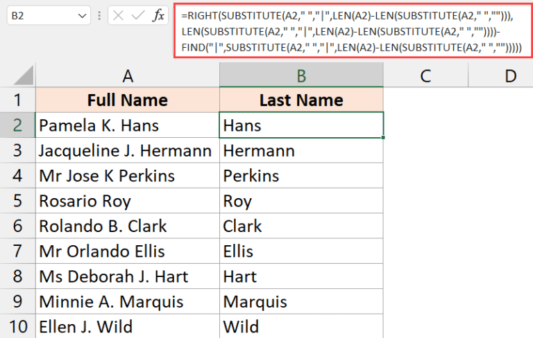 Extract Last Name in Excel (5 Easy Ways)