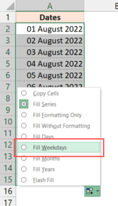 How to Autofill Only Weekday Dates in Excel (Formula)