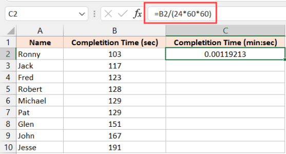 How to Convert Seconds to Minutes in Excel (Easy Formula)