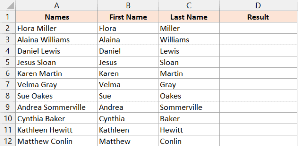 How to Switch First and Last Name in Excel with Comma?