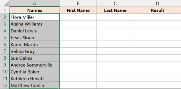 How to Switch First and Last Name in Excel with Comma?