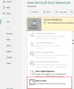 How to Mark an Excel Workbook as Final?