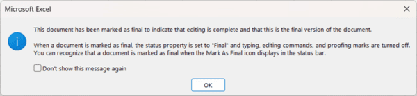 How to Mark an Excel Workbook as Final?