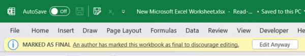 How to Mark an Excel Workbook as Final?